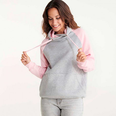Sudadera con capucha gris vigoré bicolor combinada Badet - Roly 1058